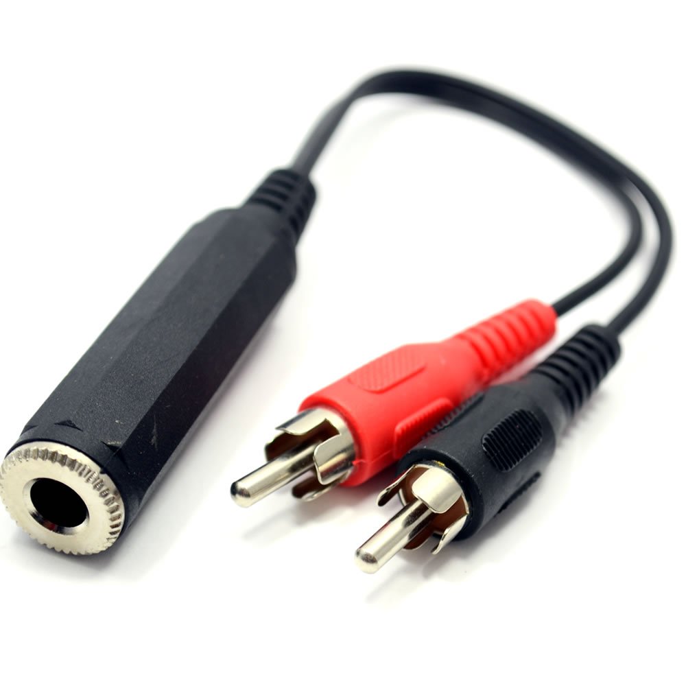 kenable Pro Signal 2 x Phono Plugs to MONO 6.35mm Jack Socket Cable ...