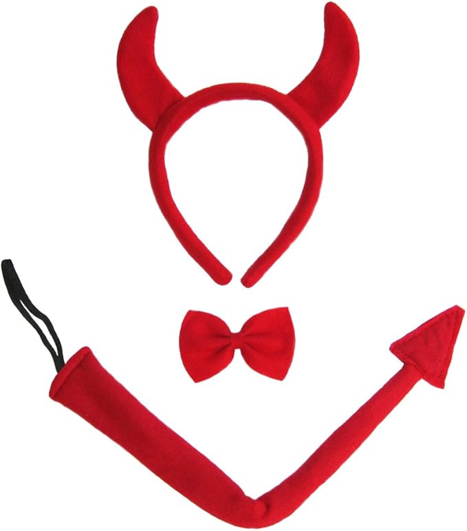 Amazon.com: SeasonsTrading Devil Horns, Tail, & Bow Tie Costume Set ...