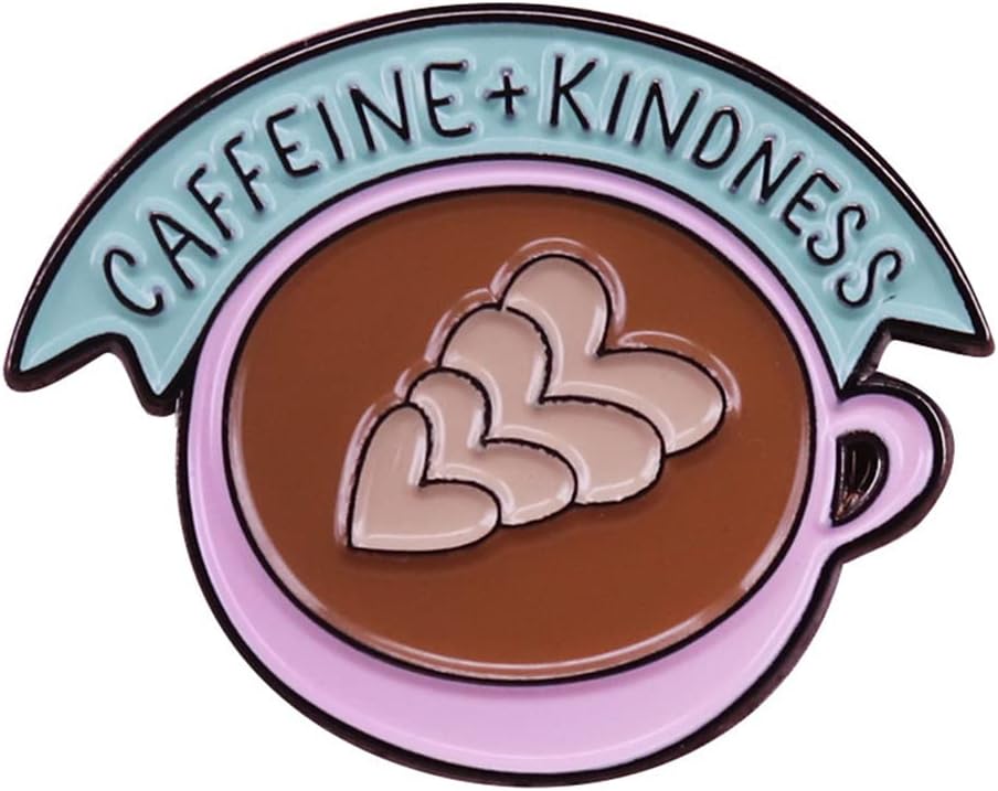 Amazon.com: CAFFEINE & KINDNESS Enamel Pin Pink Coffee Cup Pin Latte ...