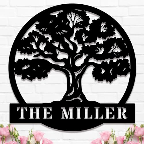 Amazon.com: Personalized Oak Tree Metal Sign, Custom Tree Of Life Wall ...