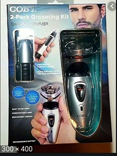 Coby Mens Battery Operated Portable Silver Rotary Shaver and Nose ...