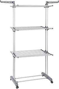 Amazon.com: 4 Tier Clothes Airer, Clothes Airers Indoor Strong Folding ...