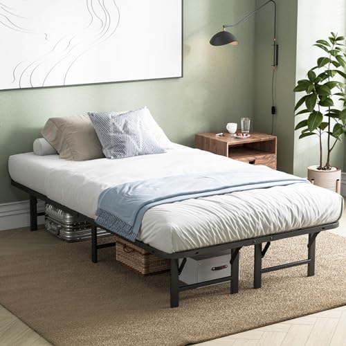 Amazon.com: COMASACH Twin Foldable Bed Frame 14 Inch Metal Platform Bed ...