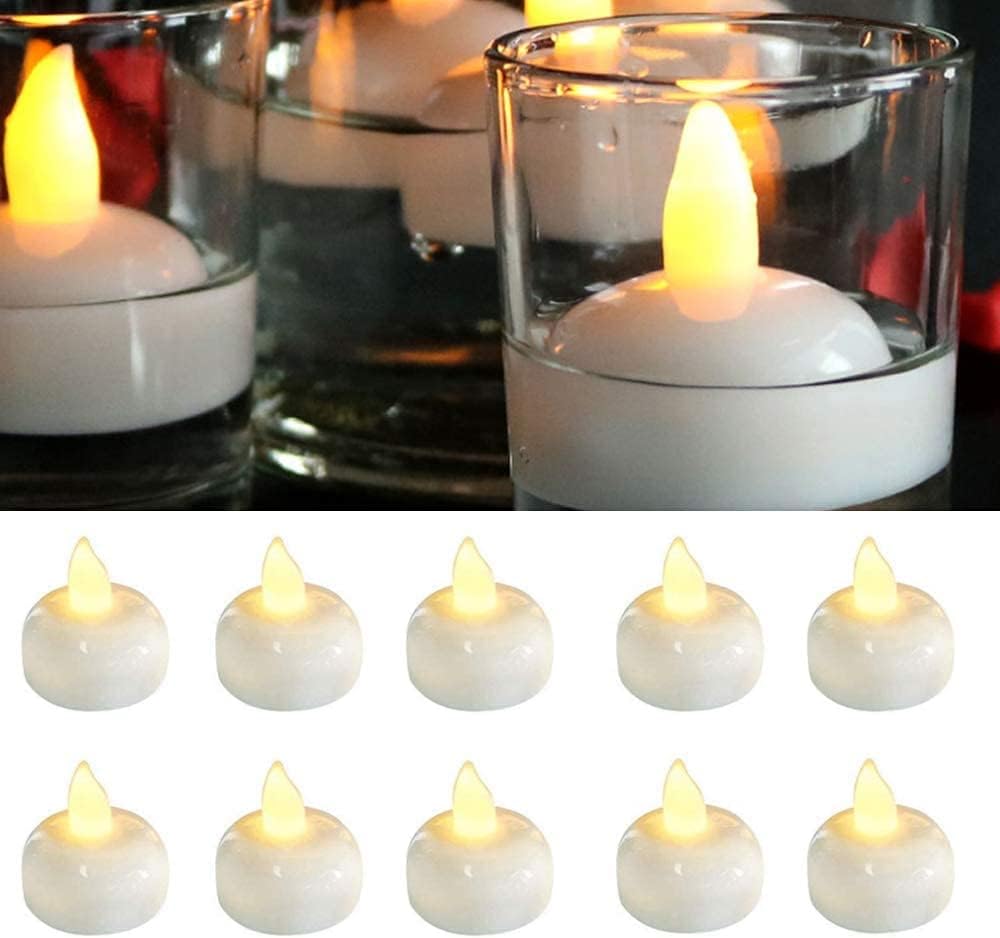 Homemory 24 Pack Waterproof Flameless Floating Tealights, Warm White ...
