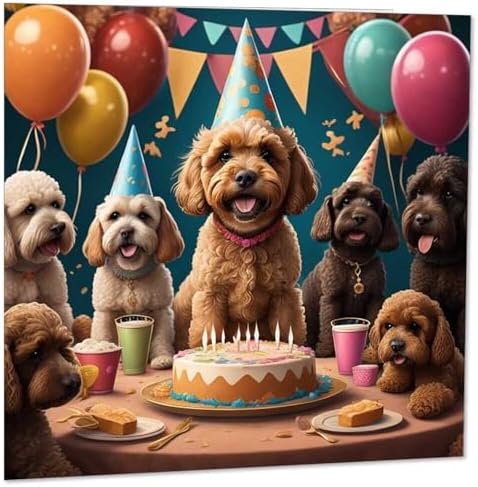 Cute Cockapoo Birthday Card - Cockapoo birthday party card 145mm x ...