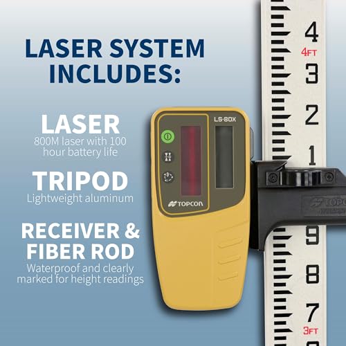 Construction Grade Laser Level Kit - Topcon RL-H5A with LS-80X Receiver ...
