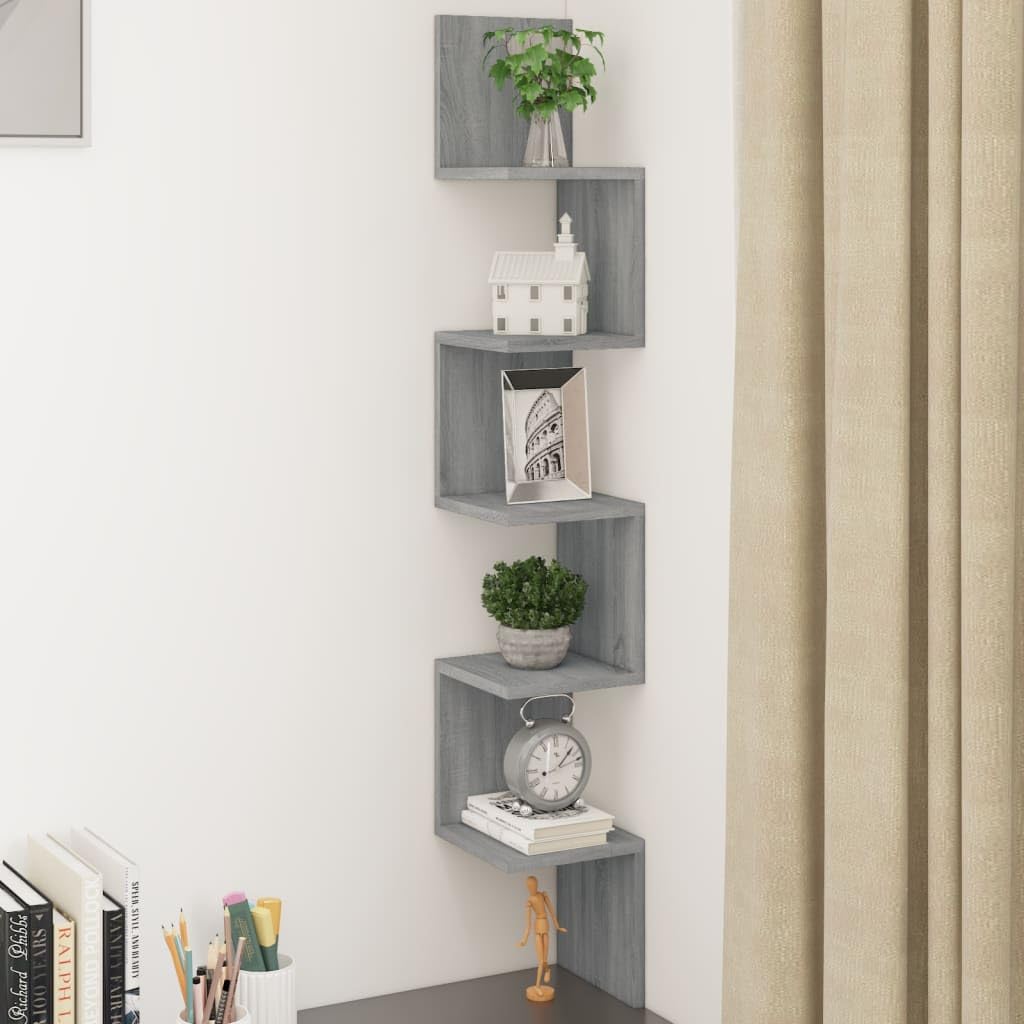 Wall Mounted Corner Shelf Display Wooden Retro Floating Wall Corner