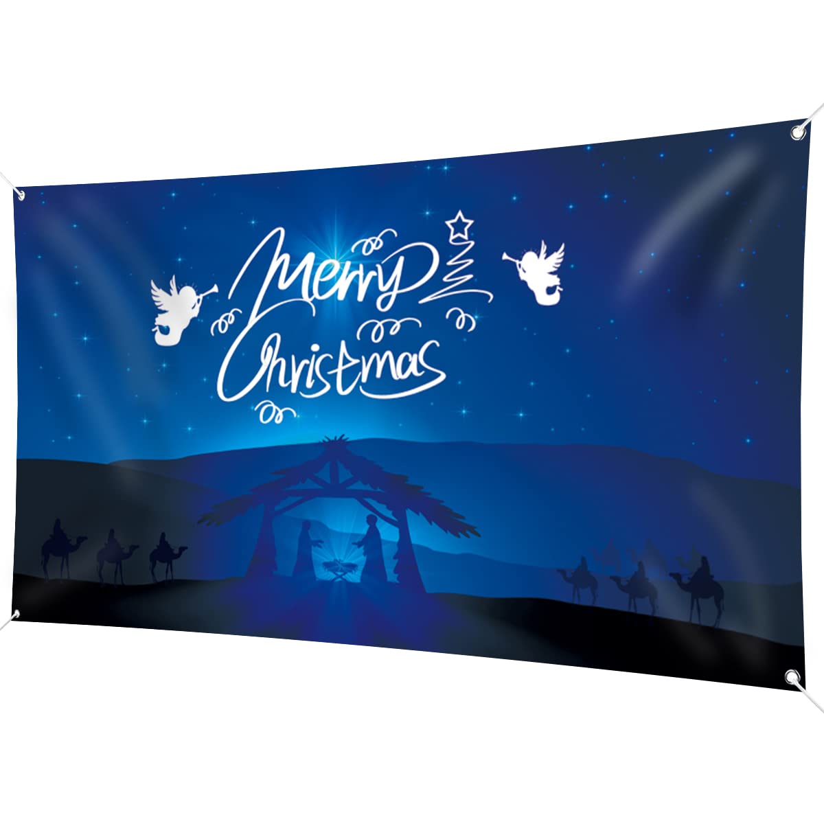 Buy Nativity Banner Merry Christmas Nativity Barn Birth of Jesus ...