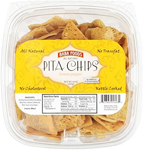 Amazon.com: Baba Foods All Natural Pita Chips, Lemon Pepper, Kettle ...
