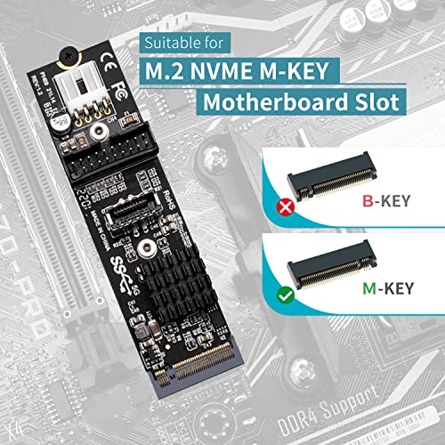 EZDIY-FAB NVME NGFF M-Key Adapter Card to Type-E USB 3.1 Front Panel ...