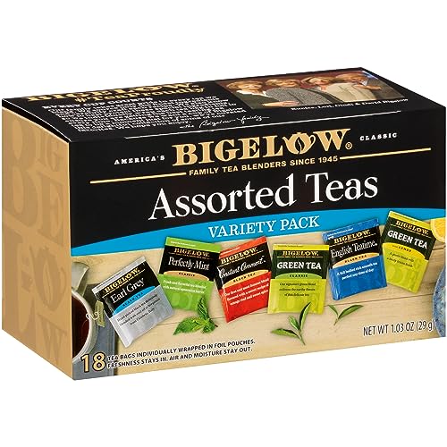 Bigelow Tea Assorted Black Tea and Green Teas Variety Pack, Caffeinated ...
