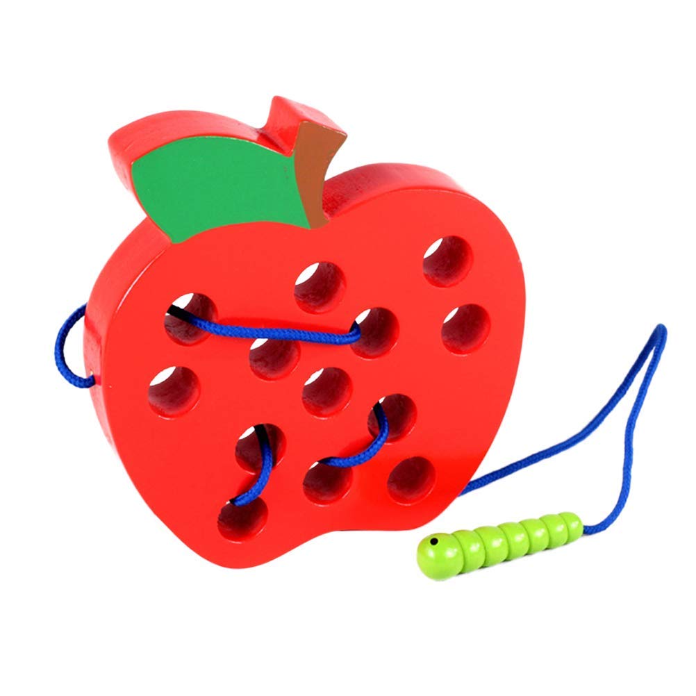 Saiyanshi Kids Lacing Threading Toy Montessori Threading Apple Activity ...