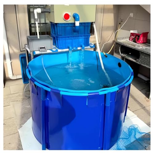 Zfmnoyev Canvas Fish Pond Pool with Bracket, Round PVC Thickening Fish ...