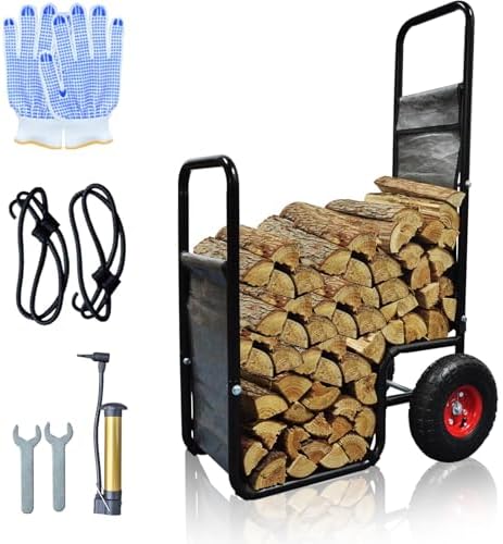 Amazon.com: VIVOHOME Firewood Log Cart Carrier with Rubber Wheels and ...