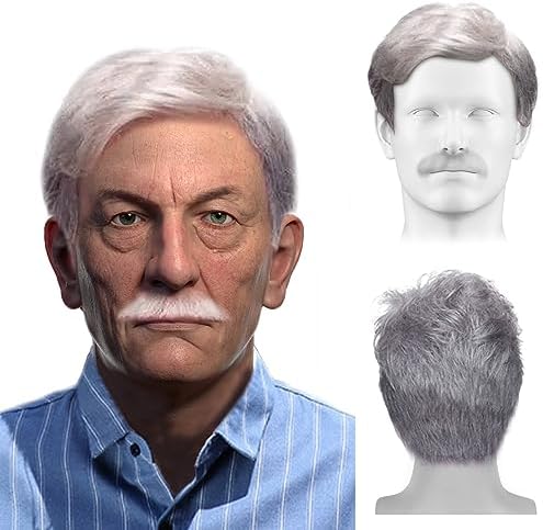 Amazon.com : HAEIGTD Old Man Wig, Elderly Grayish Gray and White ...