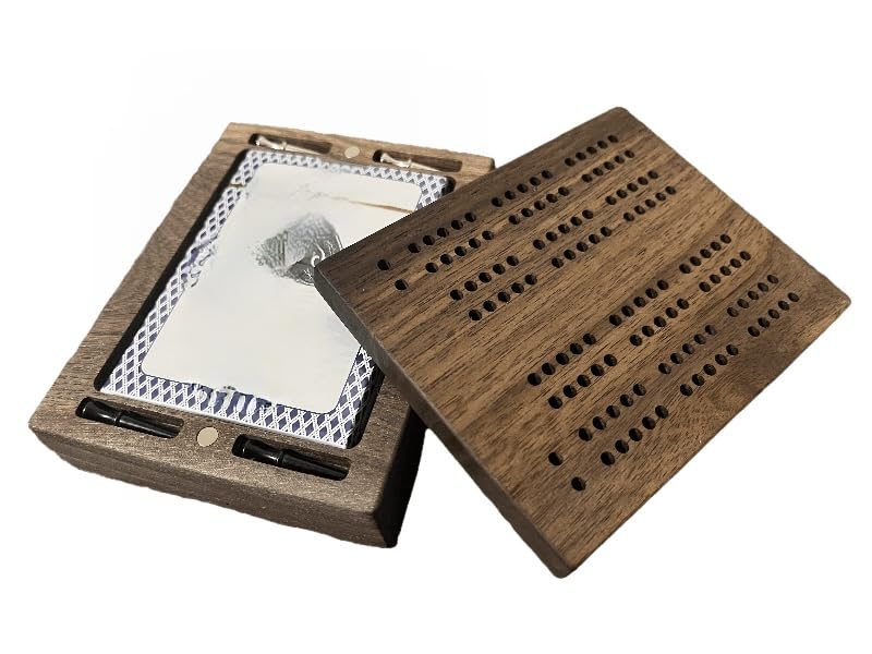 Amazon.com: 2 Player Black Walnut Hardwood Travel Cribbage Board with ...