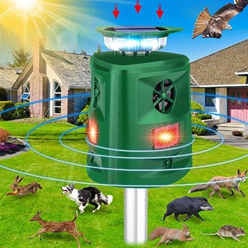 Outdoor Cat Repeller, 360° Solar Ultrasonic Animal Repellent with ...