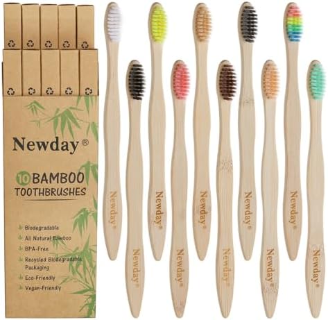 Amazon.com : Newday 10 Pack Biodegradable Bamboo Toothbrushes, Eco ...