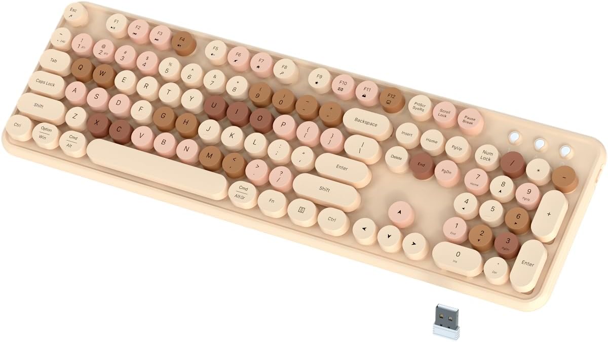 Amazon.com: KNOWSQT Wired Computer Keyboard - Milk Tea Colorful Retro ...