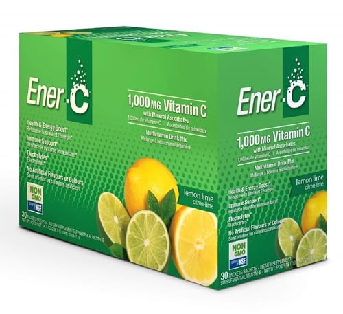 Ener-C Lemon Lime Multivitamin Drink Mix, 1000mg Vitamin C, Non-GMO ...