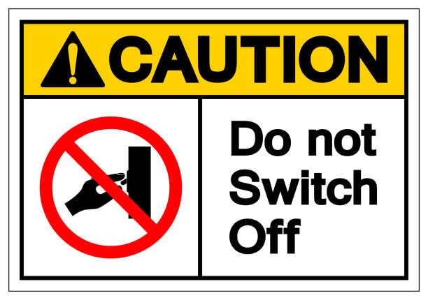 CAUTION DO NOT SWITCH OFF SIGN | Waterproof Sticker : Amazon.in: Office ...