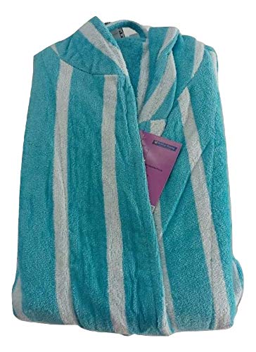 Bombay Dyeing Tulip Striped Cotton Bathrobe - 14"x10", Turquoise ...