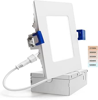 4 Inch Square LED Recessed Lighting, 5CCT Selectable 2700K/3000K/3500K ...