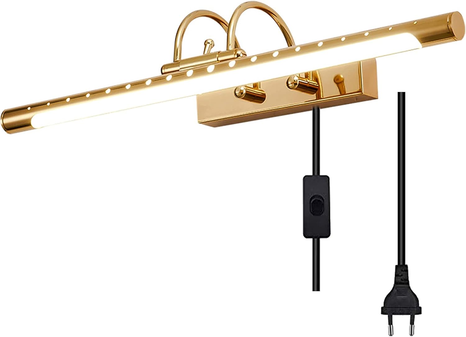 Vintage LED Bathroom Mirror Light with Switch, Gold Mirror Cabinet ...