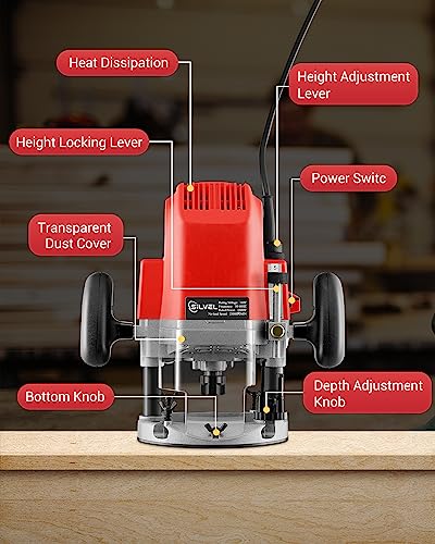 Snapklik.com : SILVEL Plunge Router 10 Amp 1600W, 23000 RPM Wood Router ...