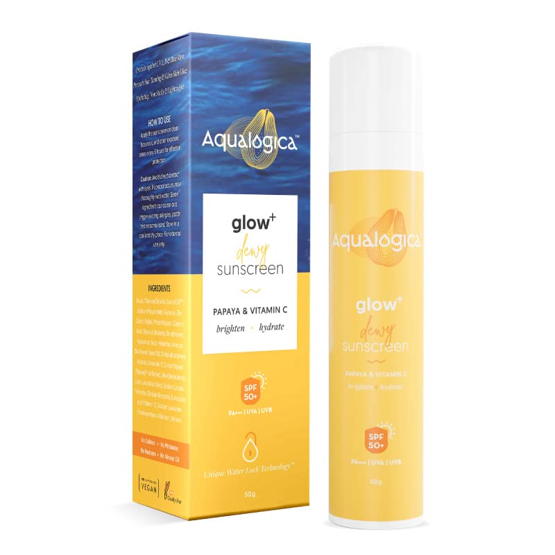 Buy Aqualogica Glow Dewy Sunscreen With SPF 50 PA For UVA B Blue