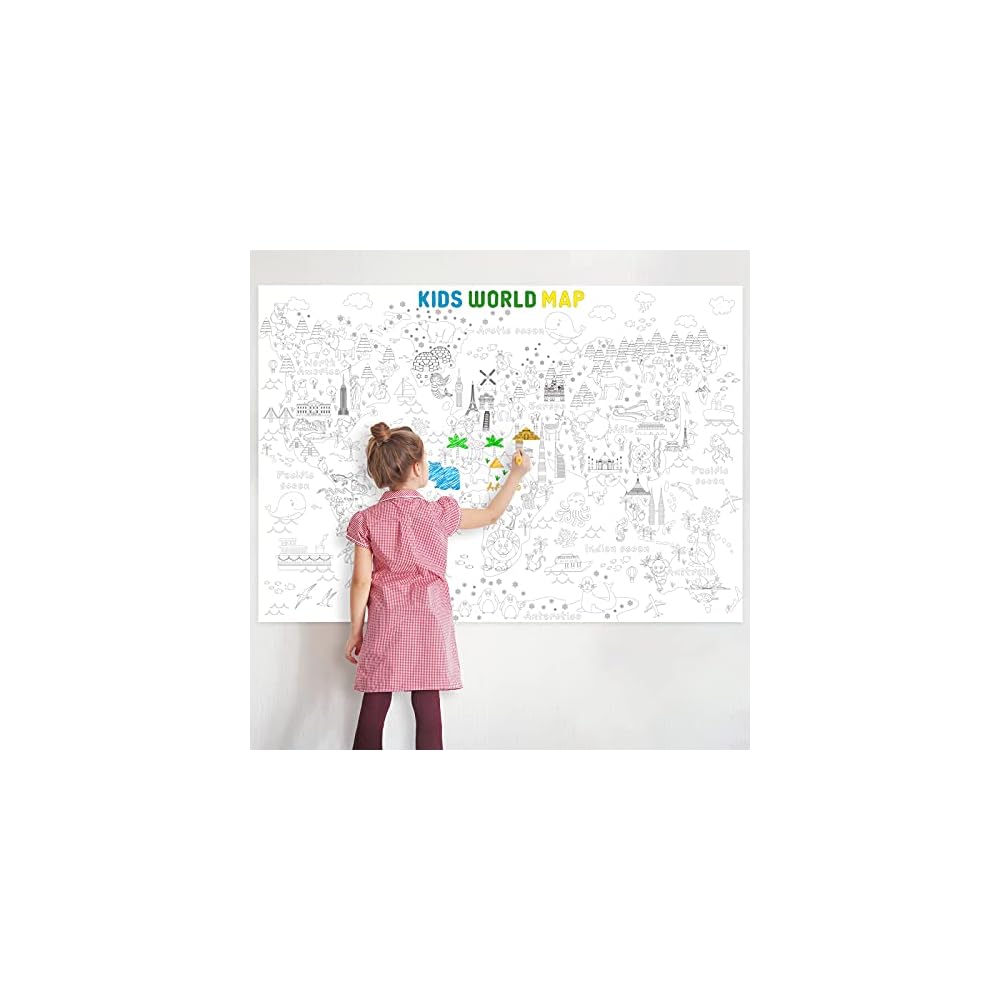 Buy Giant Coloring World Map for Kids Online Kosovo | Ubuy