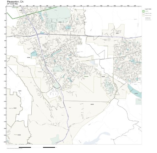 ZIP Code Wall Map of Pleasanton, CA ZIP Code Map Laminated: Amazon.com ...
