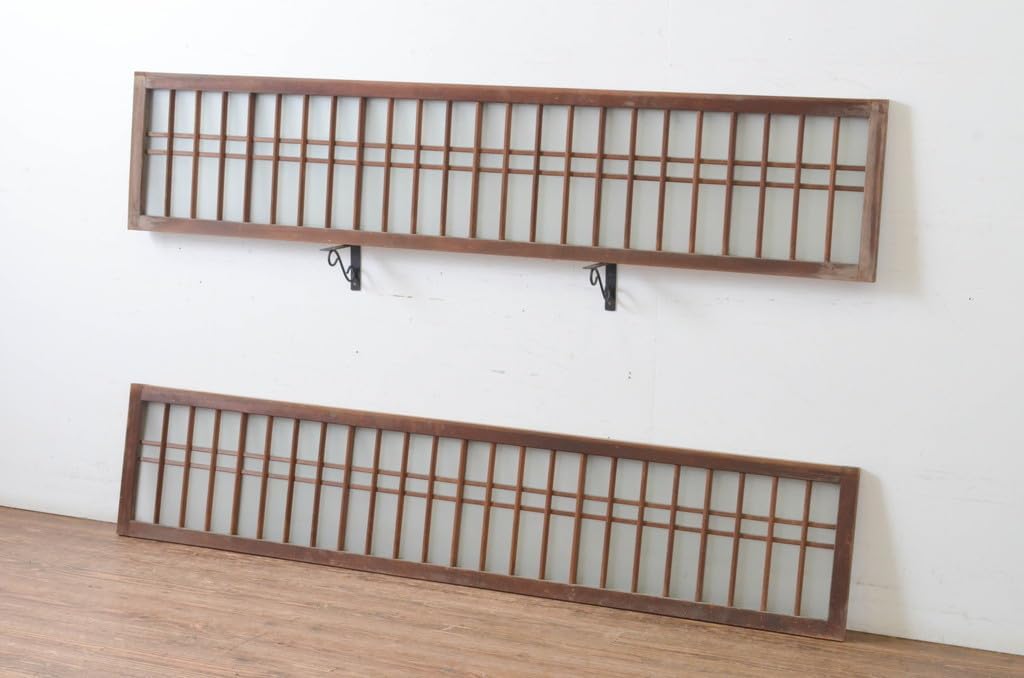Amazon.co.jp: R-065293アンティーク建具和の雰囲気溢れるガラス入り格子欄間2枚セット(明り取り、明かり取り)(R ...