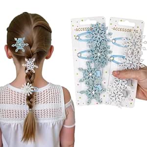 Amazon.com : JJUNW 8-Piece Snowflake Hair Clip Set - Blue & White ...