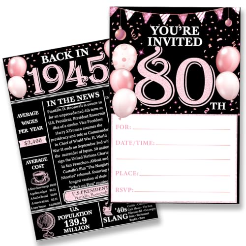 Best 80th Birthday Invitations for Dad: Elegant Black Gold & Vintage ...