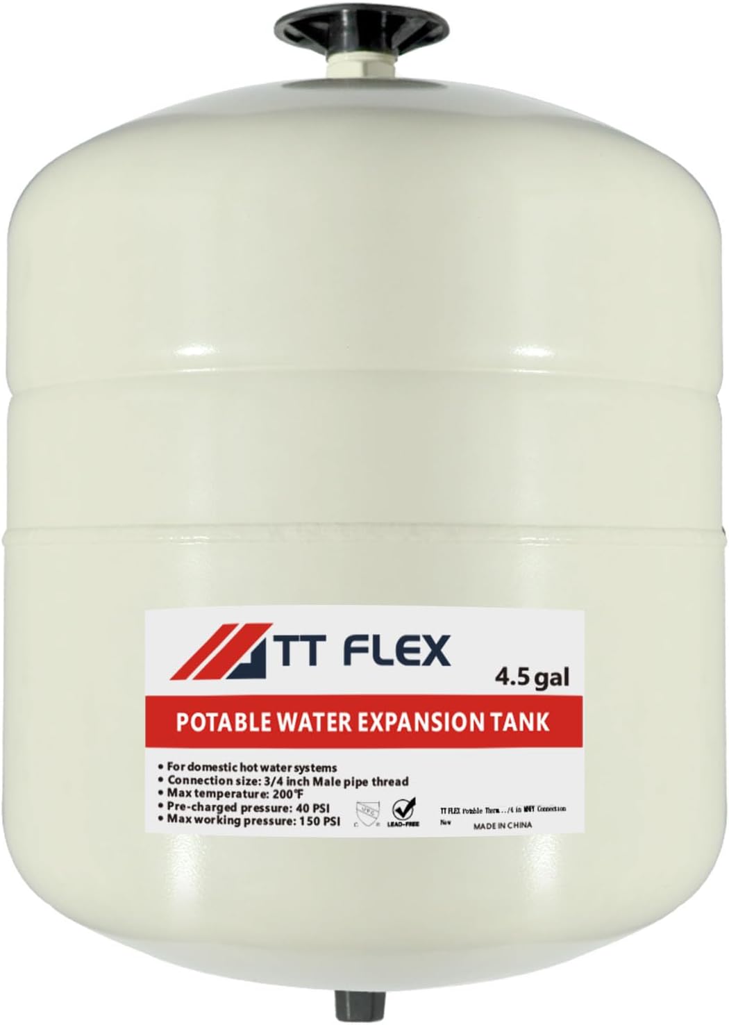 TT FLEX Potable Thermal Expansion Tank for Water Heater - 4.5 Gallon, 3 ...