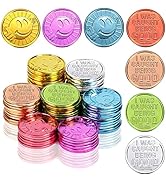 Amazon.com: 100 Pieces Smile Face Glod Coins, Colorful Plastic Reward ...