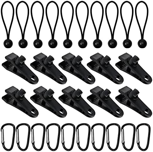 20 Pcs Tarp Clips with Carabiner Kit Heavy Duty Lock Grip Thumb Screw ...