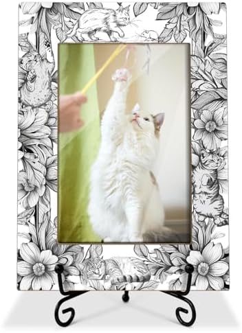 Amazon.com - WEKOOSE Small Metal Picture Frame Mini Silver Cartoon Cat ...