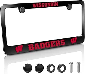 Amazon.com: KAHSSU Black Car License Plate Frames for Badgers 1-Pack ...