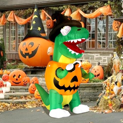 Amazon.com: Bosvell 6 FT Halloween Inflatable Pumpkin Dinosaur Outdoor ...