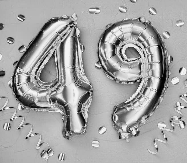 Sky Shot Made in India 16” Inch 49 Year Silver Foil Balloon / 49 Number ...