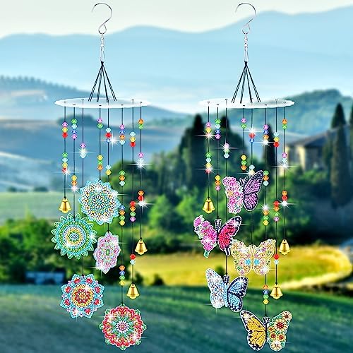 Amazon.com : Kigley 2 Pcs Painting DIY Wind Chime Double Sided 5d ...