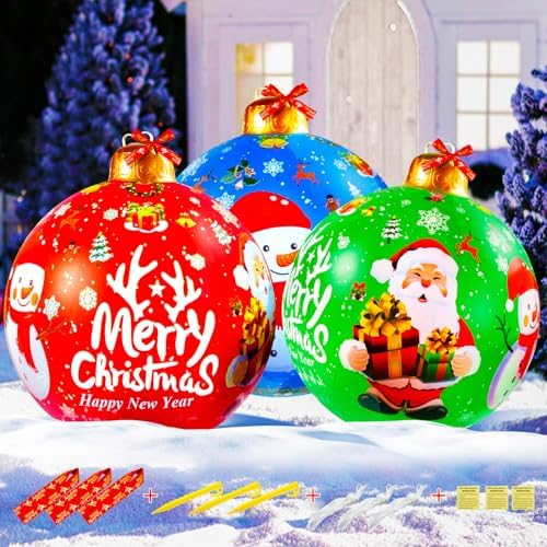 Amazon.com: Jetec 4 Pcs Large Inflatable Christmas Ball Giant 24 Inch ...