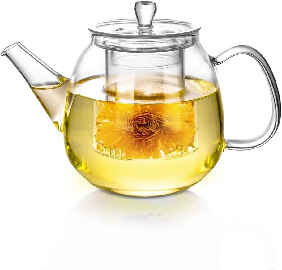 Amazon.com | SHUWEICAO Glass Teapot with Bamboo Lid, Glass Teapot ...