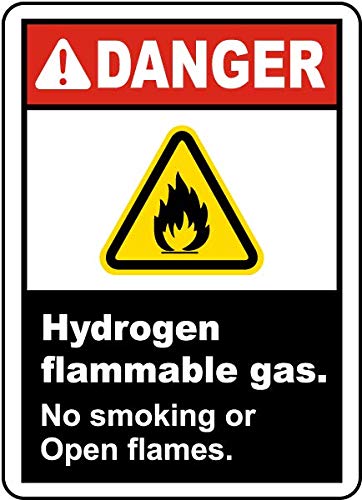 Danger. Hydrogen Flammable Gas. No Smoking or Open Flames.Sign Board ...