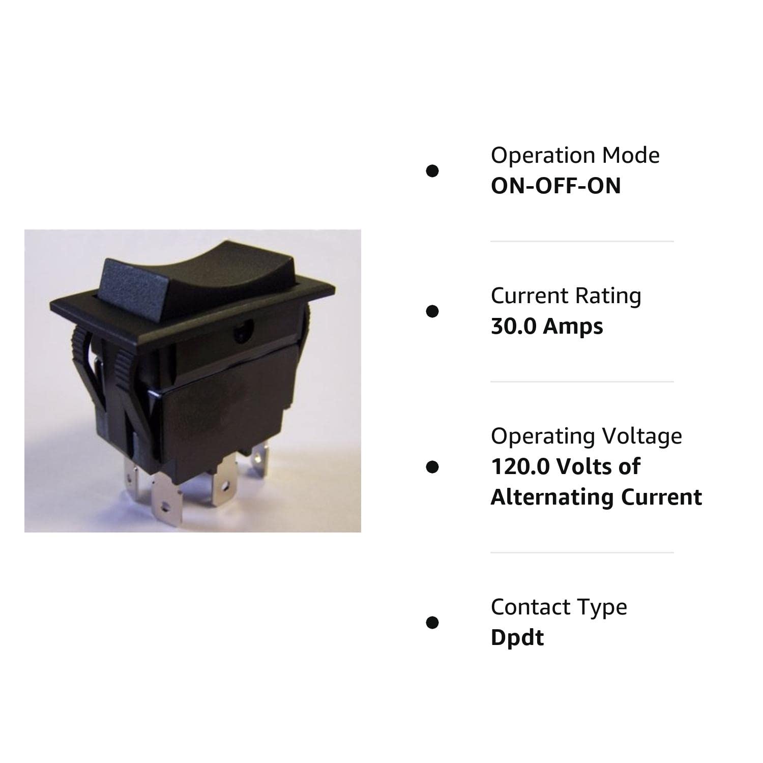 Snapklik.com : 30 Amp DPDT Momentary On-Off-Momentary On Rocker Switch