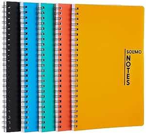 Amazon Brand - Solimo Notebooks, Spiral-Bound, Lightweight, Vibrant Colours (A5, 100 Pages, 70 ...