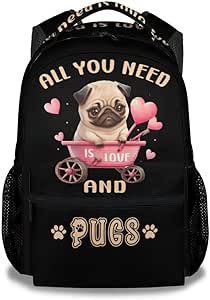 Amazon.com | PoshWrap Pug Dog School Backpack for Boys - 16 Inches ...
