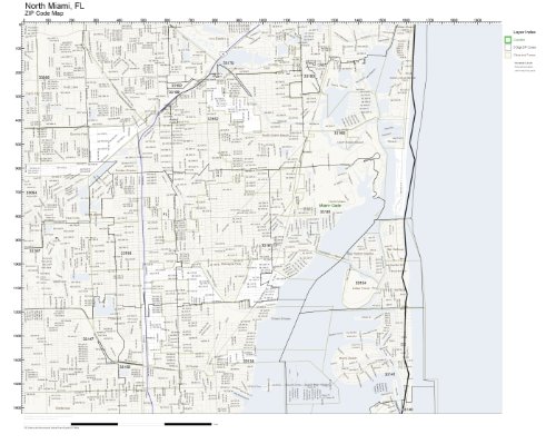 ZIP Code Wall Map of North Miami, FL ZIP Code Map Laminated: Amazon.com ...